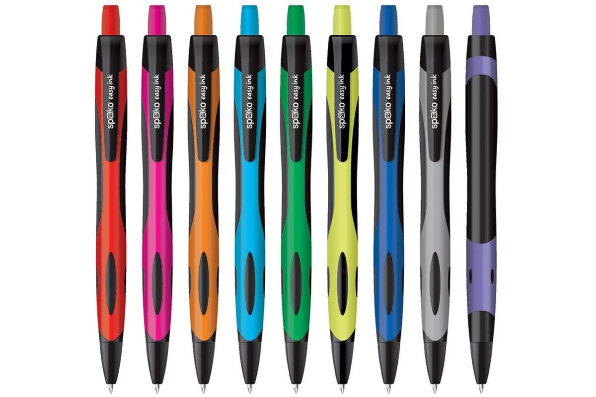 Pero kuličkové Spoko Active Easy Ink, 0,5 mm, modrá náplň, mix barev ...