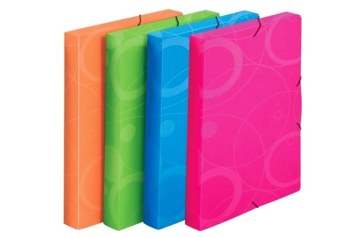 Box na spisy A4 Neo Colori, celoplastový, hřbet 3 cm, s gumičkou, modrý ...